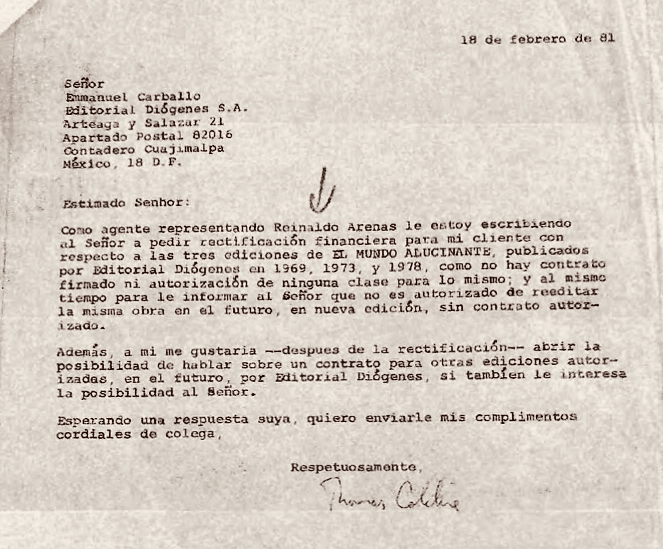 Documentos & Correspondencia: Reinaldo Arenas, Emmanuel Carballo y ‘El ...
